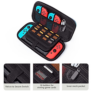 Lalumix Nintendo Switch Case OLED Model, Nintendo Switch Case for Girls Boys with 16 Game Card Slots Travel Bag Shockproof Shell Protective Hard Cover for Switch Console Joy-Con & Accessories Animals