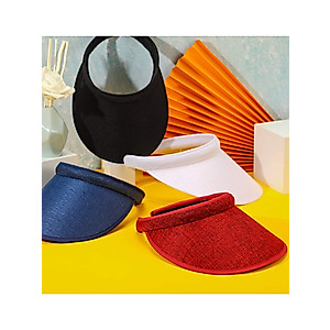 Sun Visor Hats for Women Men Clip on Wide Brim Visor Hats Sports Tennis Golf Cap for Travel Outdoor Activity (Black, White, Navy Blue, Red,4 Pieces)