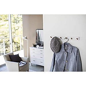 Yamazaki Home Wall-Mounted Saving Coat Hanger-Modern Jacket Holder | Steel + Wood | Hooks, One Size, White