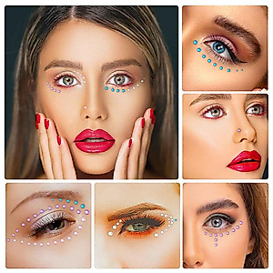 Zoestar Crystal Eye Jewels Sparkly Rhinestone Eye Makeup Jewelry Festival Rave Stickers for Women (Style 1)