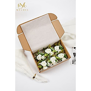 Meldel Ivory Rose Wrist Corsage Wristlet Band for Girls Women Bride Bridesmaid, Set of 6, White Hand Flower Wedding Artificial Flowers Accessories for Prom Party