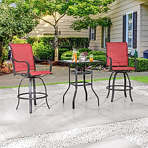 PatioFestival Patio Swivel Bar Stools Outdoor High Bistro Stools Height Chairs All Weather Garden Furniture Bar Dining Chair,Set of 2