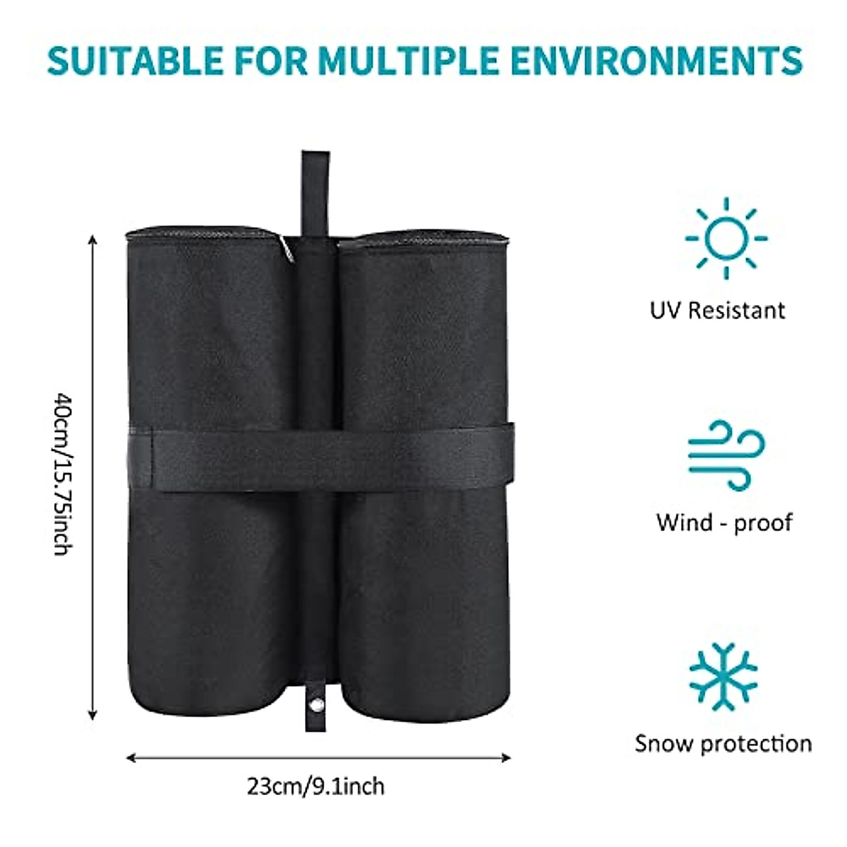 Canopy Weight Bags 120 LB for Pop up Canopy Tent, Leg Weights Sand Bags for Instant Outdoor Sun Shelter Canopy, 4-Pack (Sand Not Included)