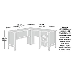 Sauder Shoal Creek L-Desk, Jamocha Wood finish