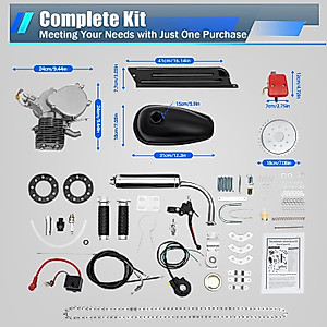 100cc Bicycle Engine Kit, 2-Stroke Gas Motor Bike Kit Air-Cooling Bicycle Motorized Full Set Super Fuel-efficient for Most 26" /28" Bikes Bicycle Scooter…