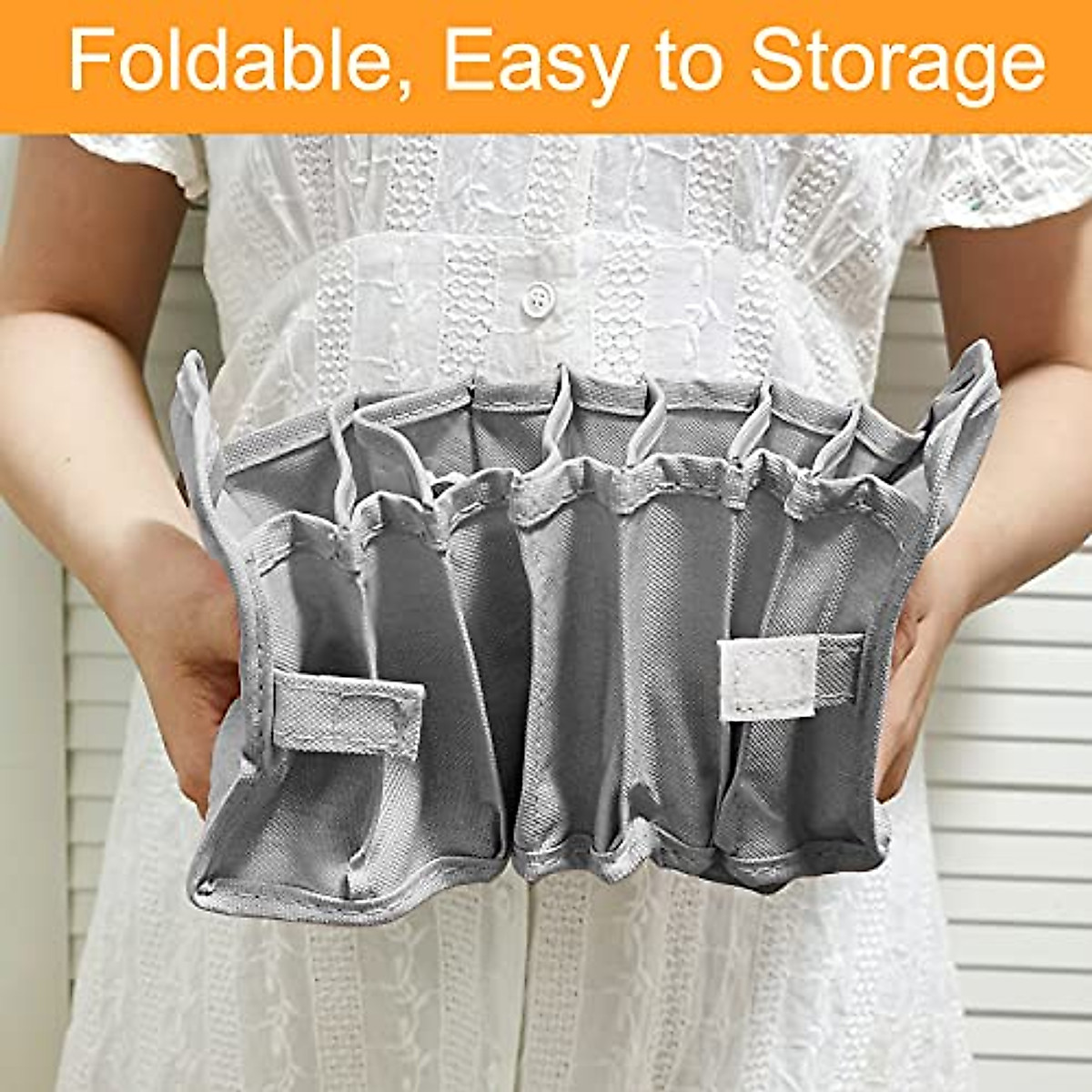 Coopay Underwear Sock Organizer Drawer Organizer Foldable Closet Underwear Organizer Drawer Divider for Bra Panties Ties Socks Clothes Storage with Washable Fabric, 3 Set (Gray)