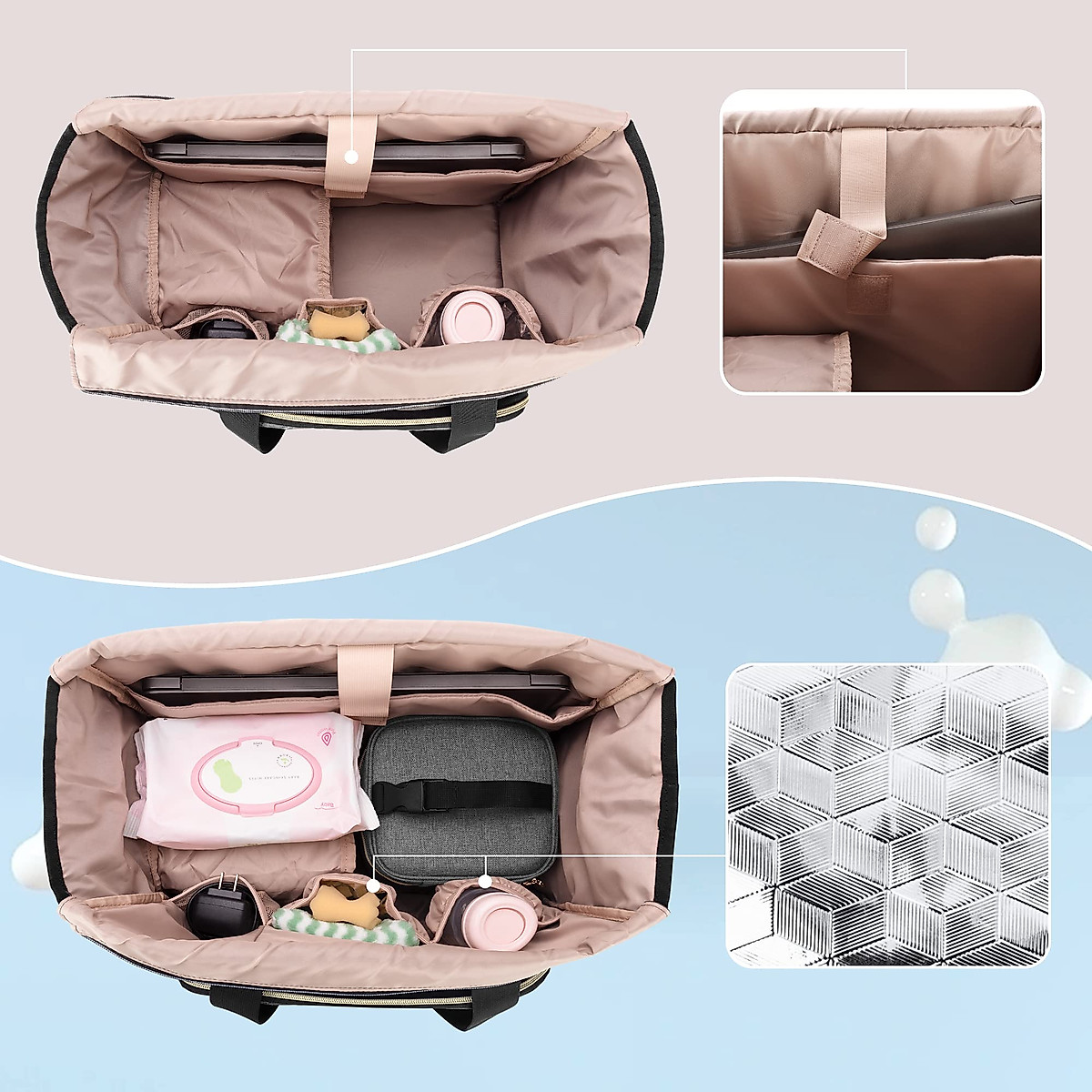 Luxja Wearable Breast Pump Bag (with a Breastmilk Cooler Bag, a Small Carrying Case and a Waterproof Mat), Pumping Bag Compatible with Momcozy and Elvie Breast Pump, Gray