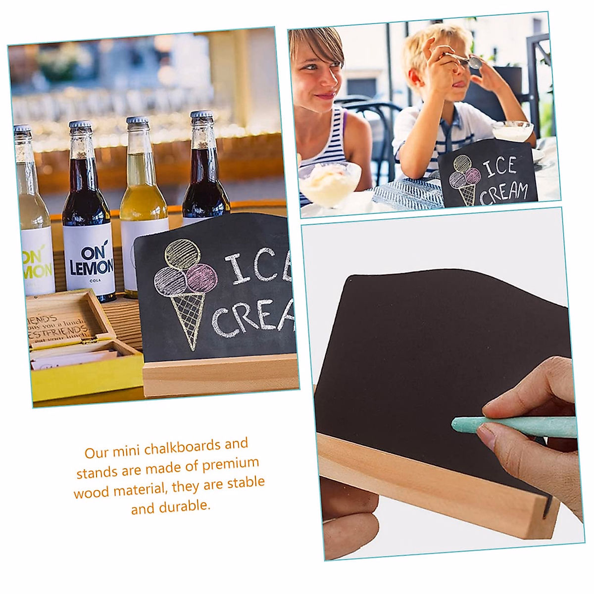 iplusmile 12pcs Double Sided Chalkboard Signs Mini Chalkboard Stands Buffet Chalkboards Small Blackboard Slate Bar Chalkboard Black Tag Board Wedding Chalkboard Sign Table Food