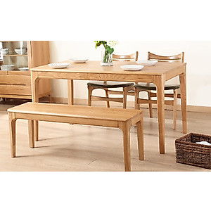 MU RONG Dining Bench, Wood Bench Solid Oak Wooden Bench Indoor Dining Room Table Home Bedroom Bed End Restaurant Modern Hallway Furniture, 47.2" W x 13.8" D x 17.7" H