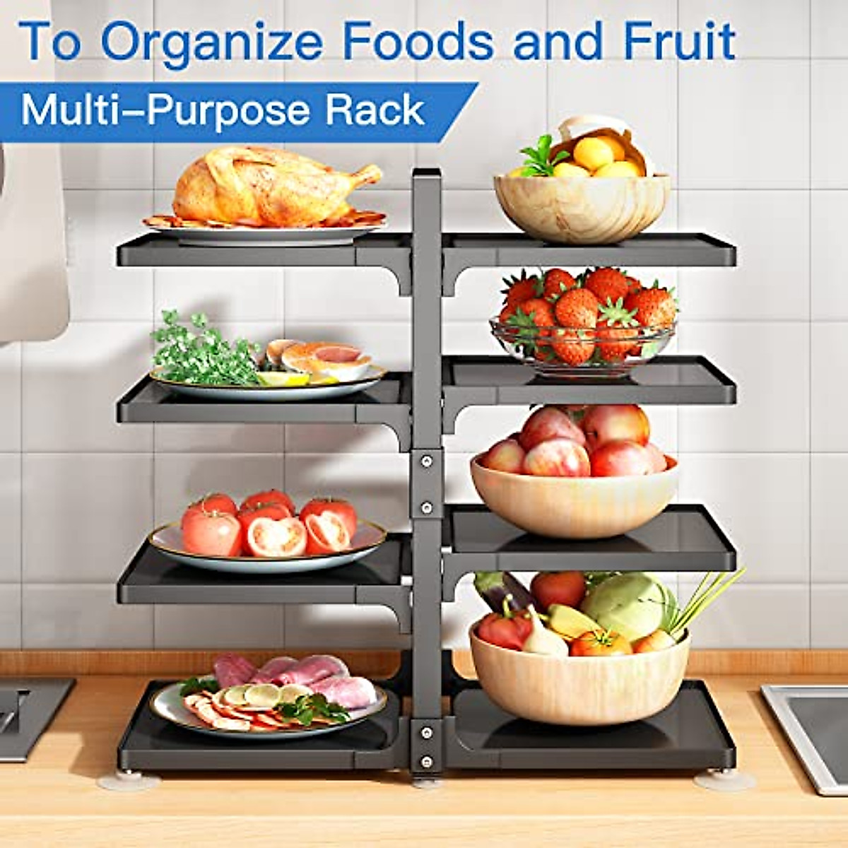 Pots and Pans Organizer for Cabinet, 8 Tier 21” Adjustable Cabinet Pan Organizer Rack Heavy Duty Pot Rack for Kitchen Storage, Snap-on Pot Pan Organizer with Panels for Stockpot and Steamer (Square)