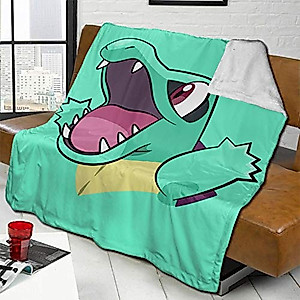 Fluffy Blanket Happy Totodile Bed Blankets Super Soft Reversible Sherpa Fleece Blanket Throws 80" X60