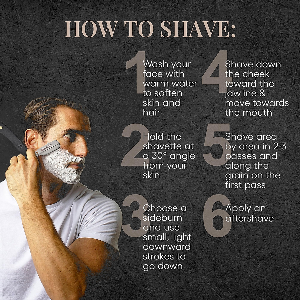 Best Shavette Straight Razor - Replaceable Blade Straight Razor, Metal Handle Shavette, No Stropping & Honing Needed, Great Starter Blade, Hygienic, Close Shave, Leather Case (Black)