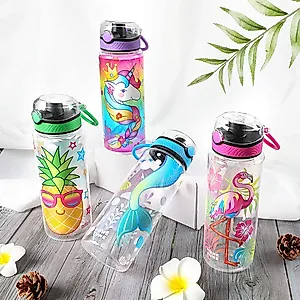Cute Water Bottle for School Kids Girls, BPA FREE Tritan & Leak Proof & Easy Clean & Carry Handle, 23oz/ 680ml - Unicorn