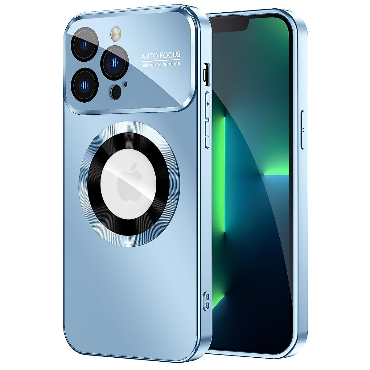 MAKAVO Magnetic for iPhone 13 Pro Max Case, Compatible with MagSafe, Built-in Camera Lens Protector, Logo View, Military Grade Drop Proof Phone Case Cover, Sierra Blue