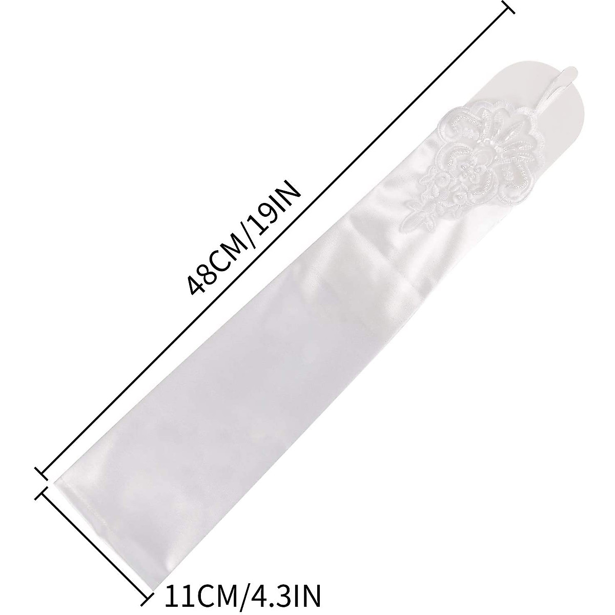 SAVITA Fingerless Long White Gloves Pierced Elbow Length Satin Gloves 19" Stretchy Opera Evening Party 1920s Gloves for Women