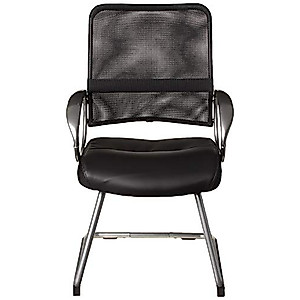 Boss Office Products Mesh Back Guest Chair with Pewter Finish in Black, 250 lb.