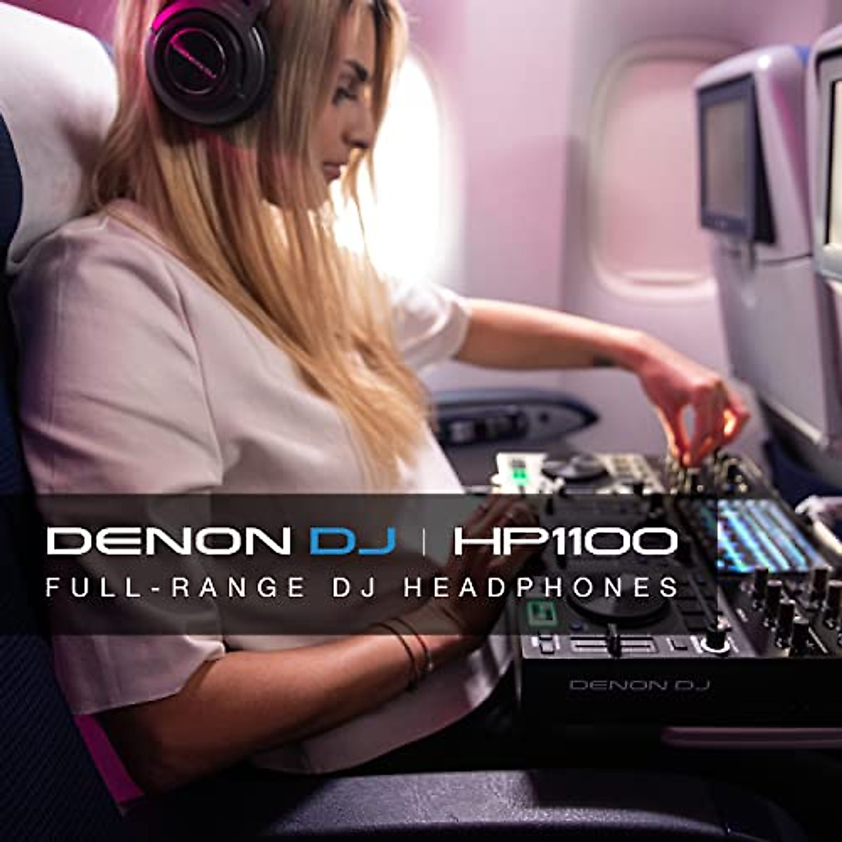 Denon DJ HP1100 | Professional Over-Ear DJ Headphones with 180-degree Cup Swivel & Leather Carry Bag (53mm driver / 3500mW input)