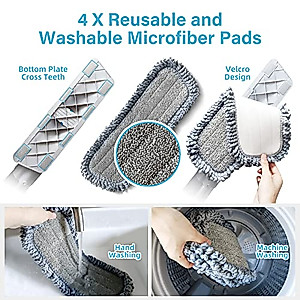 DDSNTY Mops,Microfiber Spray Mops for Floor Cleaning,Dust Cleaning Mop,Kitchen Dry & Wet Mop with 410ML&300ML Refillable Bottle 4 Reusable Washable Pads for Hardwood Laminate Wood Tiles Floor