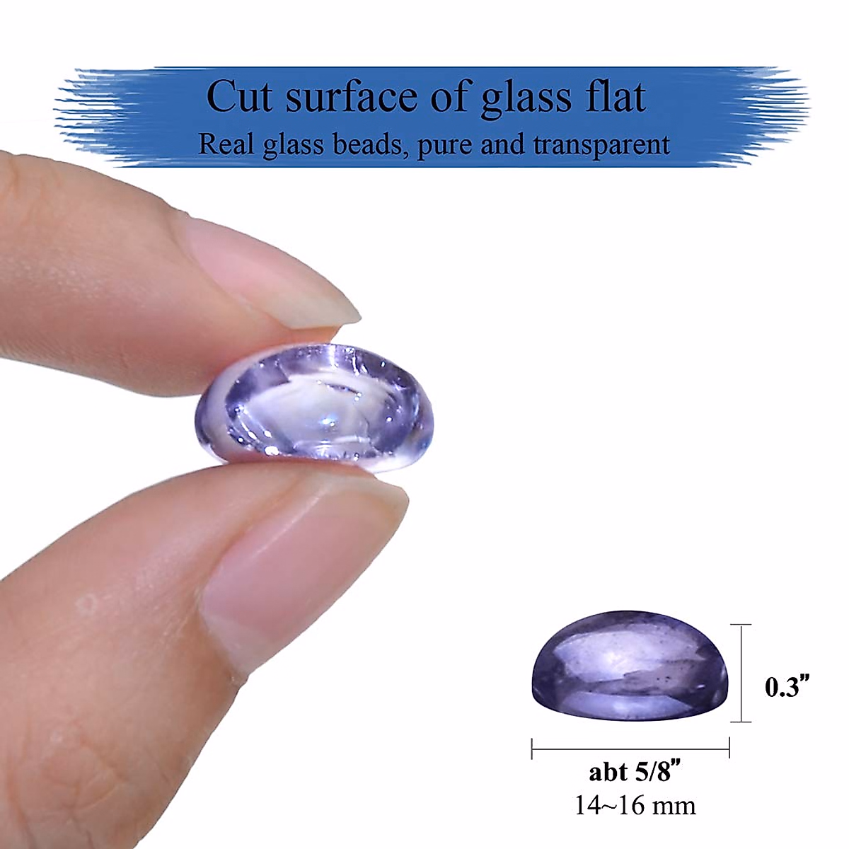 KINGOU Flat Glass Gems/Beads/Stones for Vase Filler, Table Scatter, Games - 1 Lbs (14-16mm, Approx. 5/8")