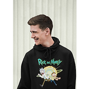 Ripple Junction Rick and Morty Adult Unisex Explosion with Logo Pull Over Fleece Hoodie Black 4XL