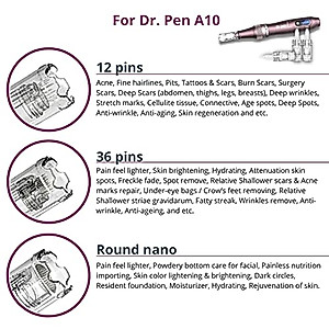 Dr. Pen Ultima A10 Replacement Cartridges - (10 PACK) - 0.25mm Round Nano Cartridges Bayonet Slot - Disposable Replacement Parts