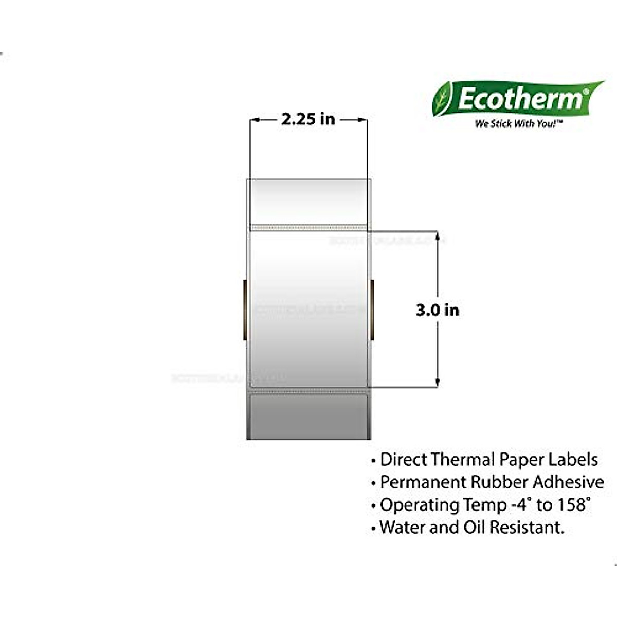 Ecotherm 2.25x3 Thermal Labels - 840 Paper Stickers Per Roll - 6 Rolls - fits Zebra LP2824, LP2844, GC420, GK420, GX430, ZD220, ZD410, ZD420, ZD500, ZD620, ZP-500, GT800 Direct Thermal Printers
