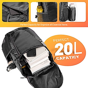WRTEE Hiking Daypack,Water Proof Lightweight Packable Backpack for Travel Camping Outdoor Portable - Black
