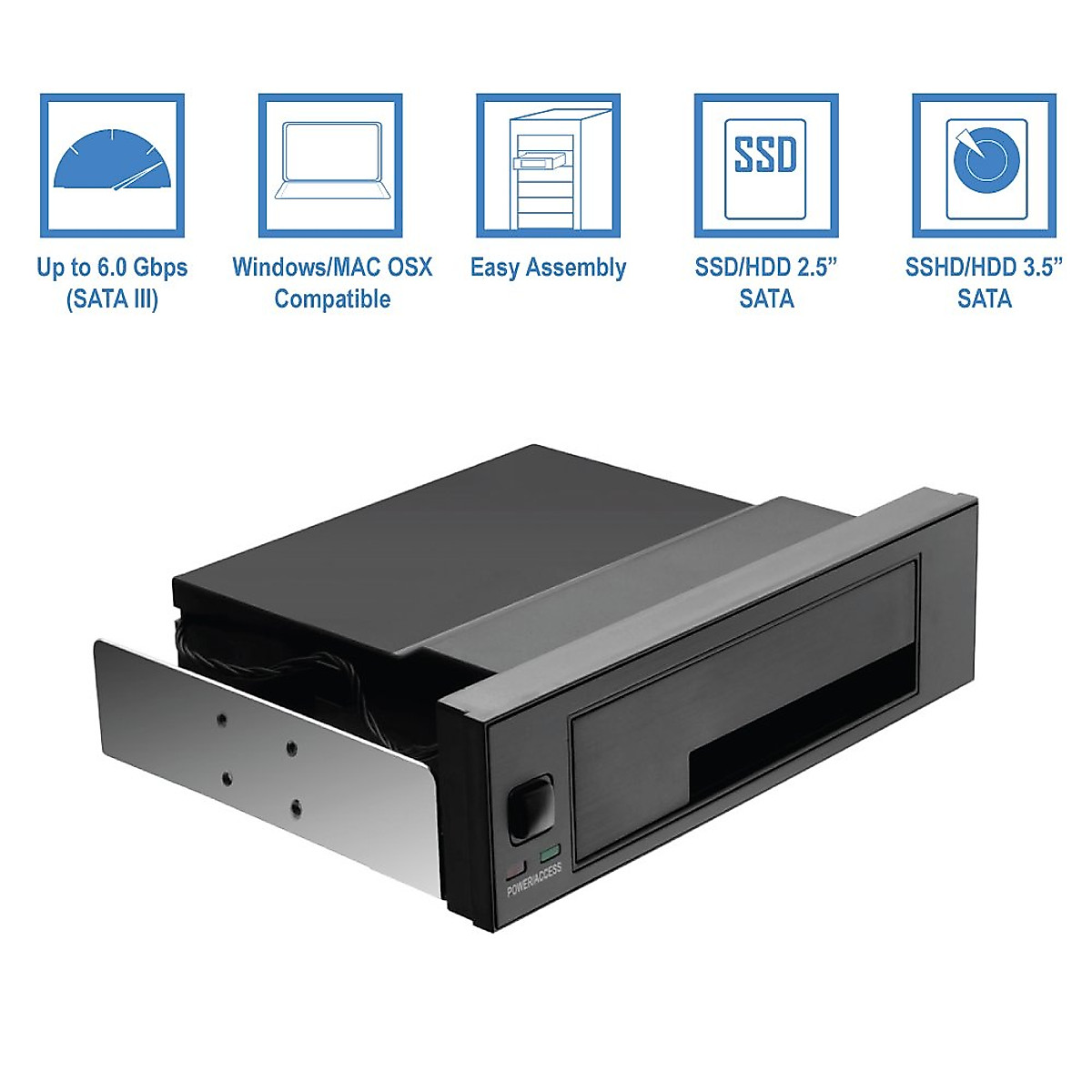Kingwin Universal Hot Swap Mobile Rack For 2.5” or 3.5” SSD/HDD, Internal Tray-Less SATA Hard Drive Backplane Enclosure, Support SATA I/II/III & SAS I/II 6Gbps and [Optimized for 2.5” or 3.5” SSD/HDD]