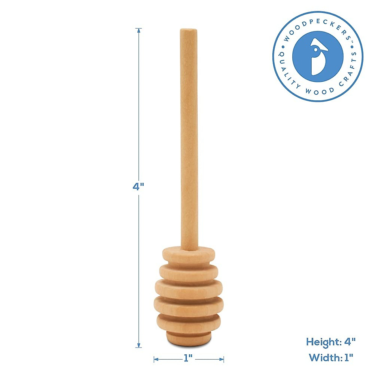Wooden Honey Dippers 4 Inch, Pack of 24 Honey Dipper Sticks for Party Favors, Décor, and Food Boards, by Woodpeckers