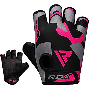 RDX Weight Lifting Gloves Women Fitness Workout, Anti Slip Padded Palm Grip Protection, Elasticated Breathable, Powerlifting Gym Bodybuilding Strength Training, Half Finger, Cycling Calisthenics