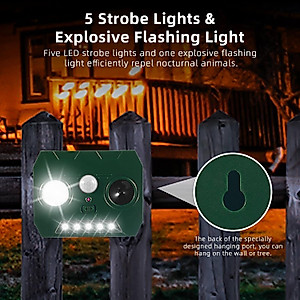 2 Pack 2024 Solar Ultrasonic Animal Repellent Waterproof Cat Deterrent Outdoor with Flash Light & Motion Detector for Squirrel, Cat, Deer, Skunk, Rabbit, Mole, Rat, Dog, Raccoon for Yard Lawns