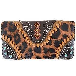 Leopard Print Cheetah Western Style Concealed Carry Purse Handbags Country Shoulder Bags Wallet Set Brown