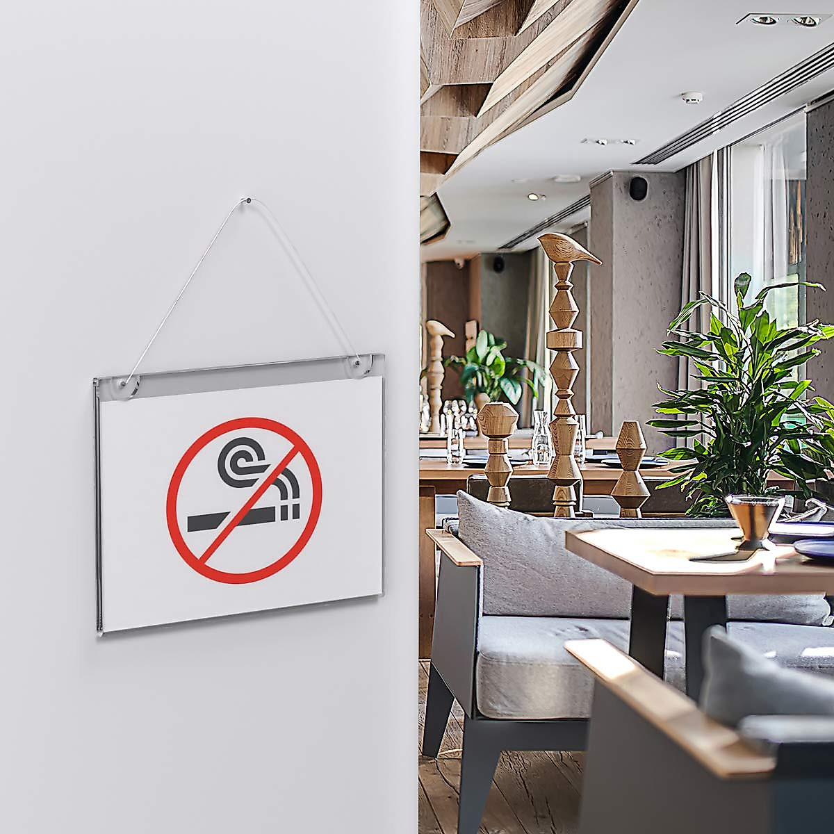 HIIMIEI Acrylic Wall Mount Sign Holder 8.5 x 11 Horizontal 12 Pack , Clear Paper Document Holder, Wall Mount Ad Frame with 3m Tape Adhesives & Screws for Office, Home, Store, Restaurant