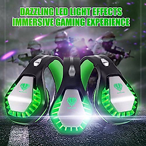 ENVEL Gaming Headset with Microphone for PS5 Xbox One X S,Surround Sound Stereo for PS4/Nintendo Switch,Noise Cancelling Omnidirectional Microphone,LED Light,Compatible with Mac/PC/Laptop(Green)