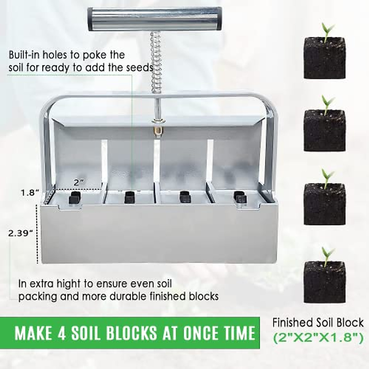 Manual Soil Block Maker Micro Soil Blocker Set (4 Soil Blocker)