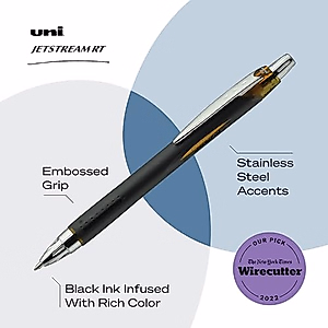 Uniball Jetstream RT BLX 5 Pack, 1.0mm Medium Assorted, Wirecutter Best Pen, Ballpoint Pens, Ballpoint Ink Pens | Office Supplies, Ballpoint Pen, Colored Pens, Fine Point, Smooth Writing Pens
