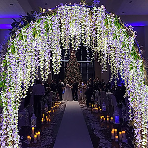 Onetoy Wisteria Garland Flower Vines Wisteria Vine Artificial Wisteria Hanging Flowers Garland - 5pcs Total 33ft (Plurple)