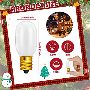 Retisee Christmas Village Light Bulbs, 0.7W 120V Christmas Village Replacement Light Bulbs, E12 Base T20 LED Night Bulbs Accessory for Christmas House Replacement Bulbs Accessories (6 Pcs)