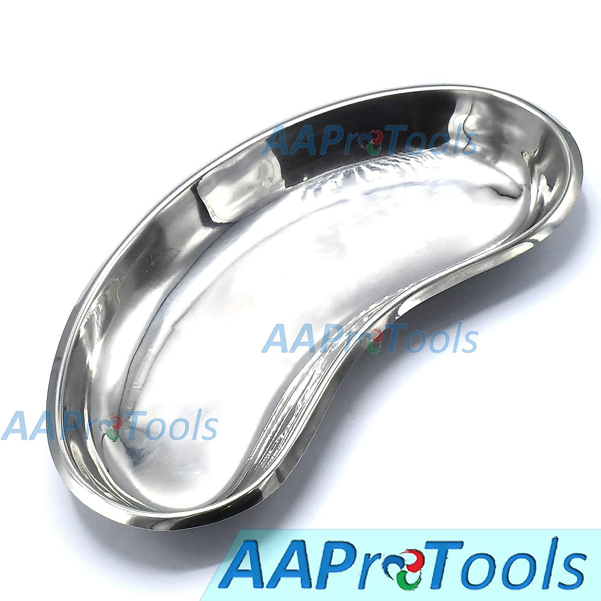 AAProTools Stainless Steel Kidney Tray 10", Emesis Basin 26 Oz. Kidney Shaped Emesis Basin. Reusable Metal Kidney Dish. Ideal for Soiled Dressings, Medic Waste, Liquid.