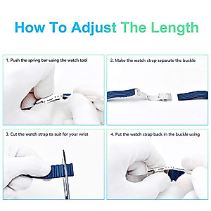 ULLCHRO Silicone Watch Strap Replacement Rubber Watch Band Waterproof Stripe Pattern - 16mm, 18mm, 20mm, 22mm, 24mm Watch Bracelet with Stainless Steel Deployment Buckle (16mm, Blue)