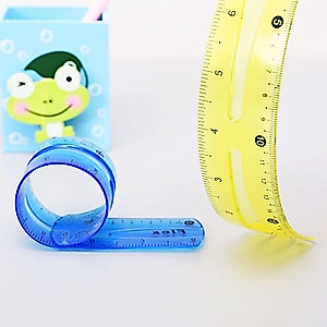 BELOWSYALER Flexible Ruler,2Pcs Color Flexible Rulers Soft Bendable Plastic Rulers Duals Scale Bendable Flexible Rubber Rulers Clear Straight Ruler