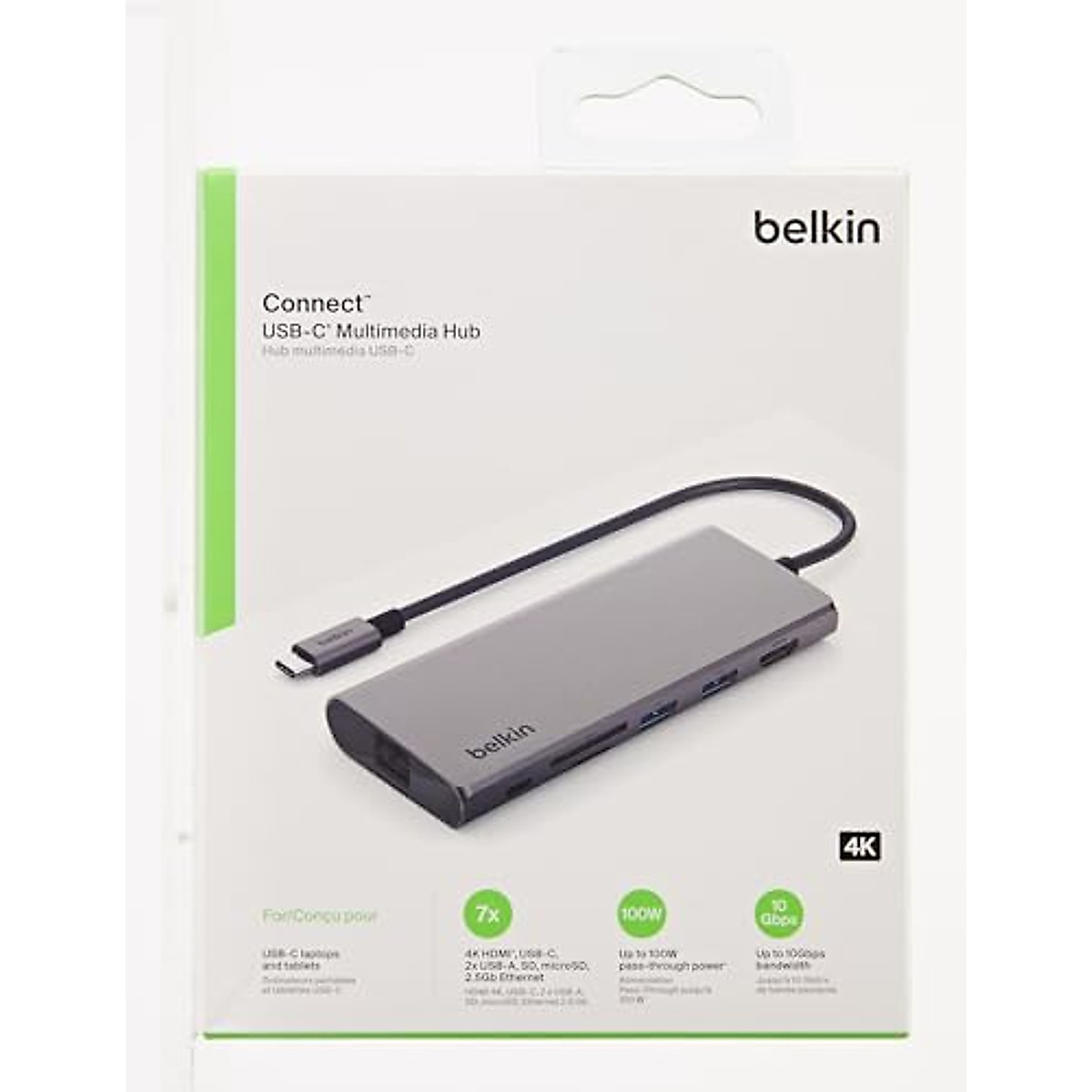 Belkin 7-in-1 USB-C Hub, Multiport Adapter Dongle with 4K 60Hz HDMI, 100W Power Delivery, 2.5Gb, 2 USB A Ports, SD and MicroSD Slot for MacBook Pro 14 and 16, iPad Pro 12.9 & 11, XPS, Surface and More