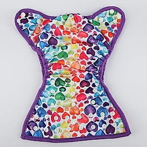 Sigzagor Baby Diaper Cover Nappy One Size 10lbs to 36lbs for Girls (Rainbow Hearts)