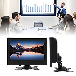 Akozon LED Color Video, 7 Inch TFT LED Monitor with VGA HD Multimedia AV BNC USB DC Input Portable HD Color Display with Speaker Remote Control 100‑240V(US Plug)
