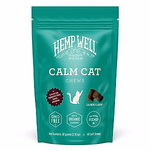 Hemp Well Calm Cat Soft Chews - Anxiety & Stress Relief Formula, Organic Ingredients, Soothes & Relaxes, Improves Behavior, 60 Count