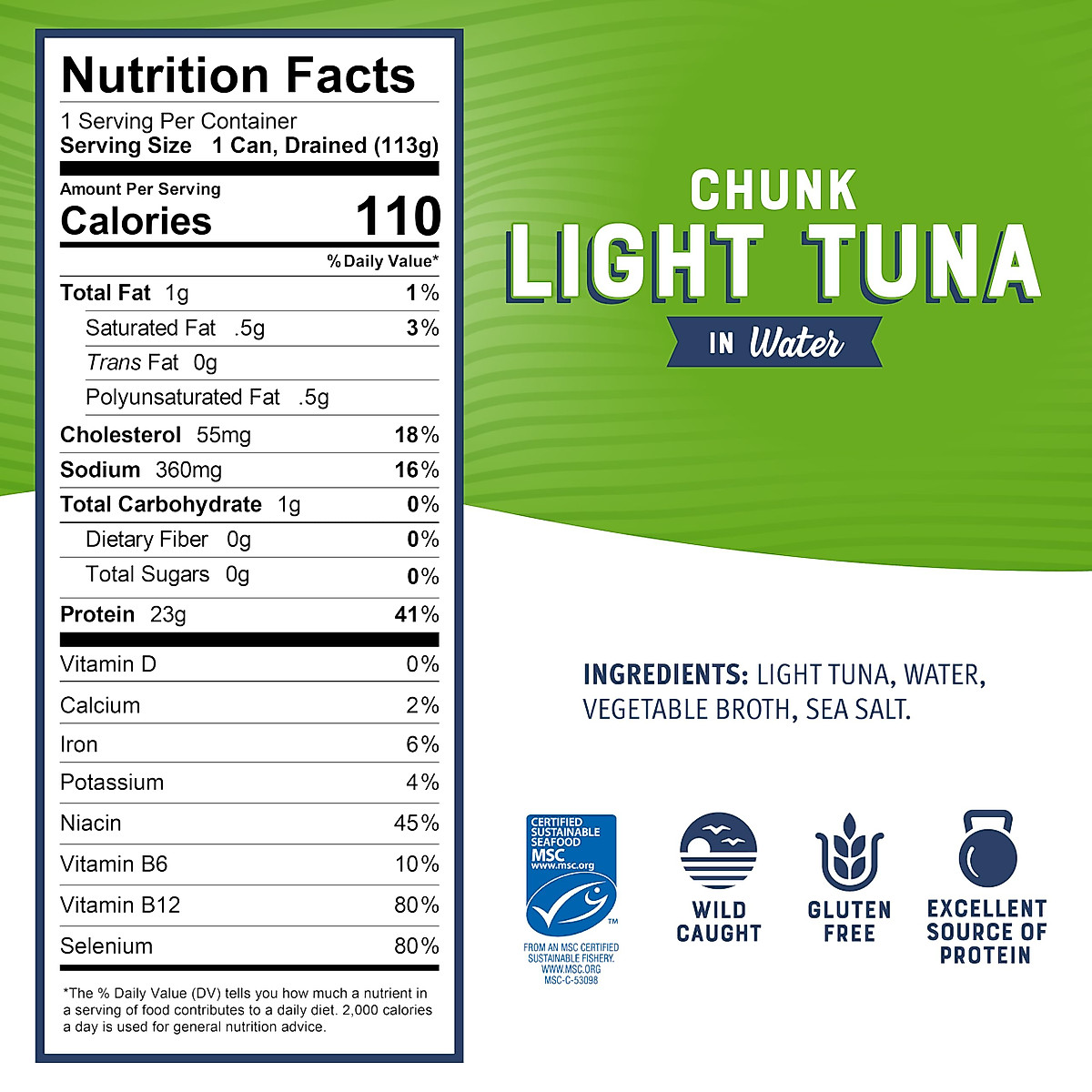 Bumble Bee Chunk Light Tuna In Water, 5 oz Cans (Pack of 10) - Wild Caught Skipjack Tuna - 23g Protein Per Serving - MSC Certified Sustainable Seafood, Non-GMO, Gluten Free, Kosher