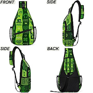 Happy St Patrick Day Clovers Sling Backpack St. Patrick's Day Crossbody Bag Hiking Backpack Casual Daypack