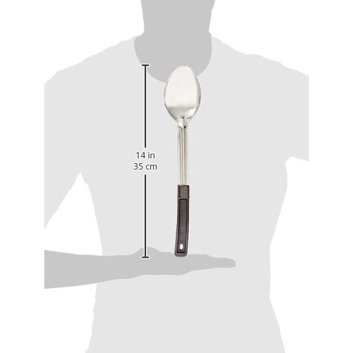 Winco Solid Basting Spoon with Stop Hook and Bakelite Handle, 13-Inch