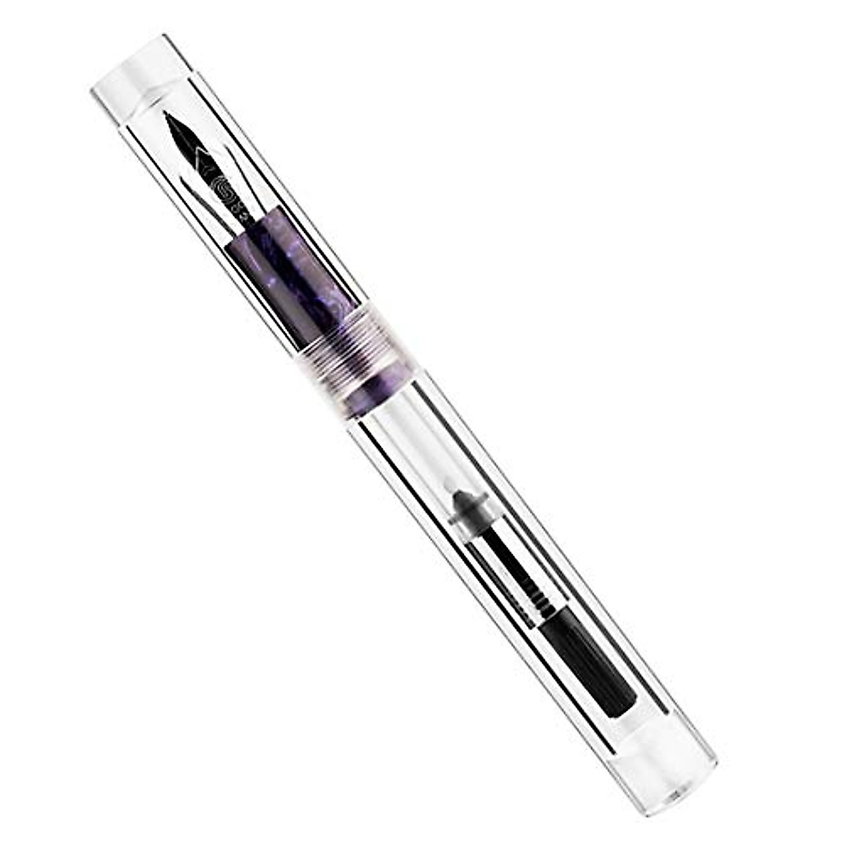 Lanxivi Majohn C1 Fountain Pen Fine Nib Clear Transparent Acrylic Resin, Mini Pocket Pen, Eyedropper,Cartridges and Converter Filling