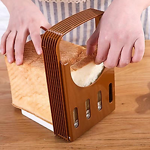 Bread Slicer,Bread Slicer for Homemade,Bread Loaf Cutter Machine - Foldable Adjustable Brown Plastic Bread Machine，Kitchen Fittings be used for Sandwich Cutter toast Bagel Slicer